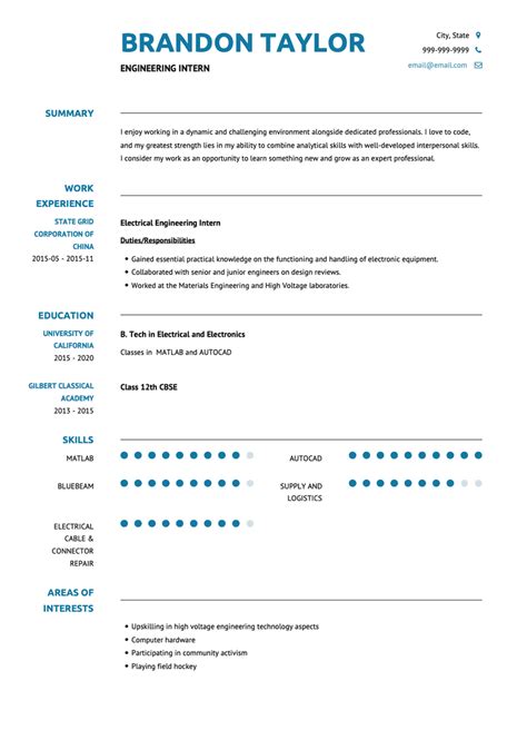 Internship CV Examples Templates VisualCV