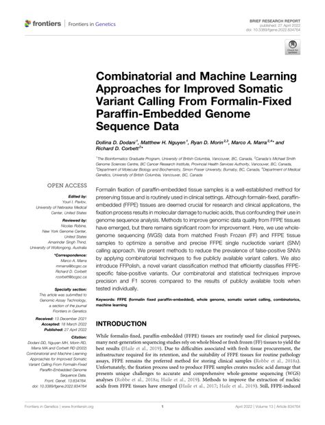 Pdf Combinatorial And Machine Learning Approaches For Improved Somatic Variant Calling From