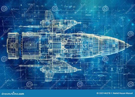 Spacecraft Blueprint Detailed Engineering Design Royalty Free Stock