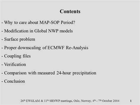 26 Th Ewglam And 11 Th Srnwp Meetings Oslo Norway 4 Th 7 Th October