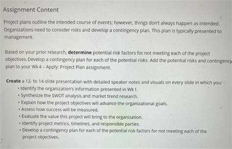 Solved Assignment Content Project Plans Outline The Intended