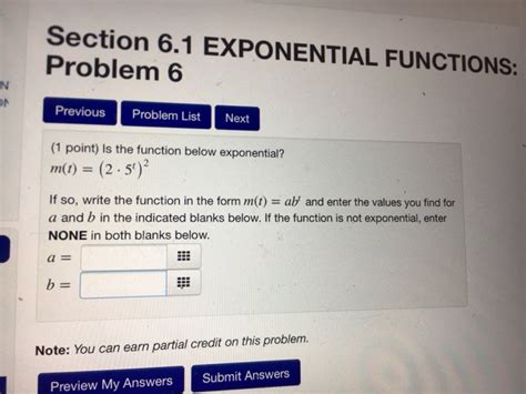 Solved Section EXPONENTIAL FUNCTIONS Problem Previous Chegg