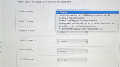 Solved Match The Following Type Of Memory To The Statement Chegg Com