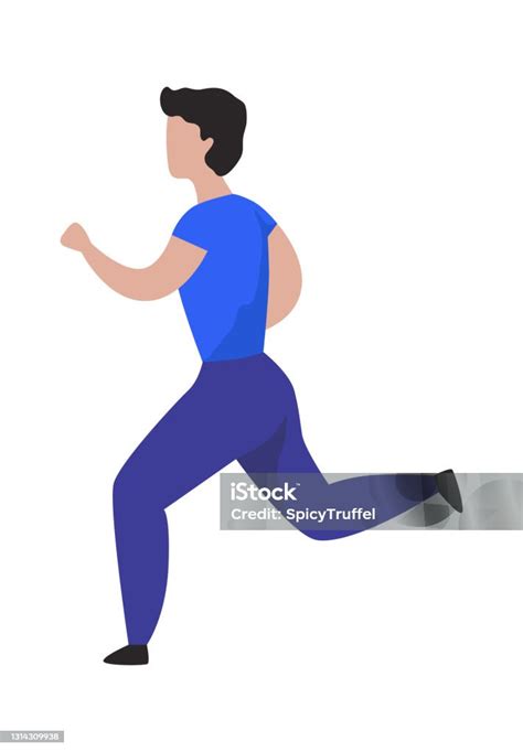 런닝 맨 만화 캐릭터 조깅 스포츠 활동 고립 된 남성 운동을하 야외 또는 체육관에서 훈련 하는 근육 스포츠맨 건강한 라이프