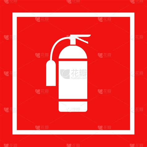 孤立的灭火器图标。火灾危险。消防的象征。红色背景上的消防标志。