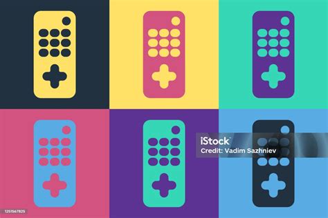 컬러 배경에서 격리된 팝 아트 리모컨 아이콘입니다 벡터 일러스트레이션 텔레비전 산업에 대한 스톡 벡터 아트 및 기타 이미지 텔레비전 산업 놀기 아이콘 Istock