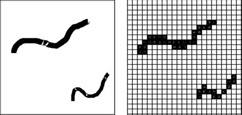 Real World Map Left And The Occupancy Grid Representation Right