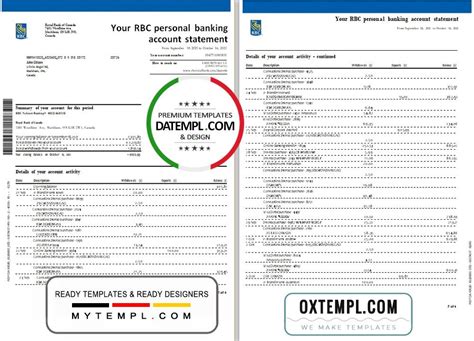 Canadian Royal Bank Of Canadian Rbc Bank Statement 3 6 Months