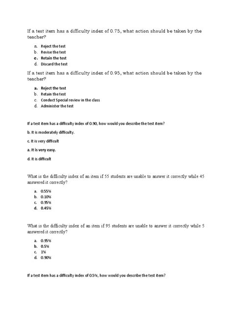 Difficulty Index Pdf Educational Assessment Cognition