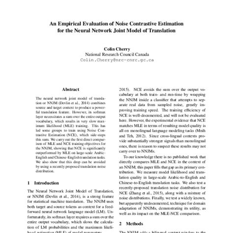An Empirical Evaluation Of Noise Contrastive Estimation For The Neural
