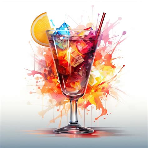 Premium Vector Geometric Vector Cocktail Vector On White Background St