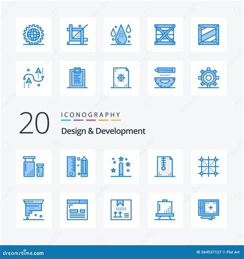 20 Design Development Blue Color Icon Pack Like Compressed Archive Pencil Programing Development