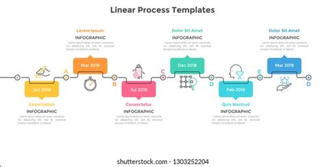 Horizontal Timeline 6 Rectangular Elements Pointers Stock Vector