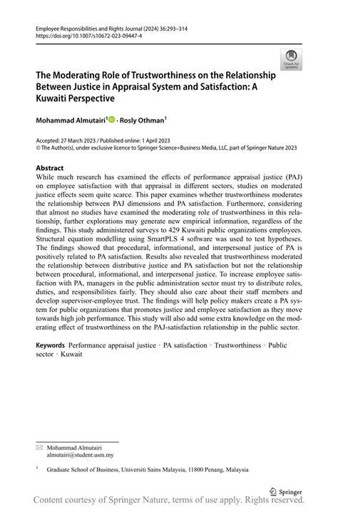 The Moderating Role Of Trustworthiness On The Relationship Between