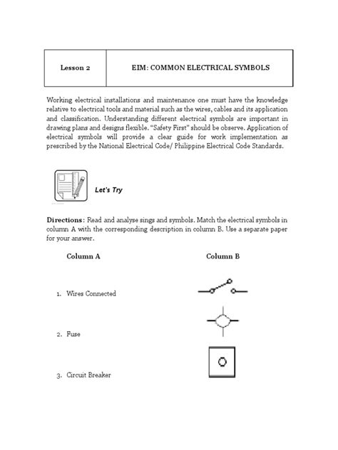 Lesson 2 In Eim 10 Pdf Electrical Wiring Fuse Electrical