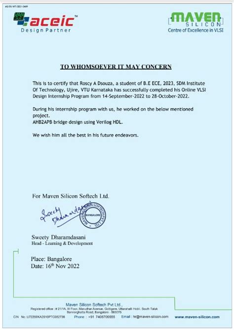 Roscy A Dsouza On Linkedin Internship Vlsitraining Vlsi Design