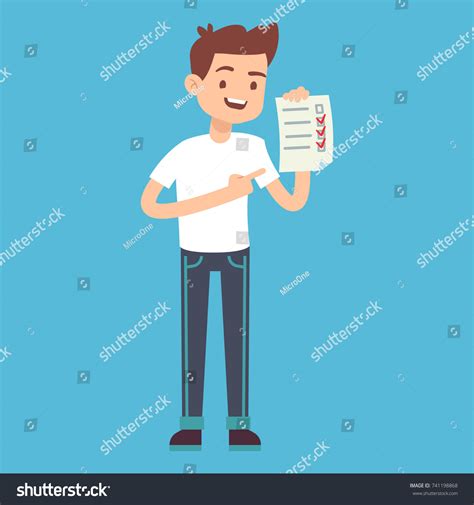 Man Checklist Hand Vector Illustration Cartoon Stock Vector Royalty Free 741198868 Shutterstock