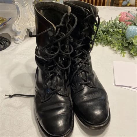 Military Issue Ansi Z41 198375 Black Leather Combat Boots Steel Toe £9813 Picclick Uk