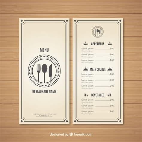Diseño Moderno Blanco De Menú Vector Gratis