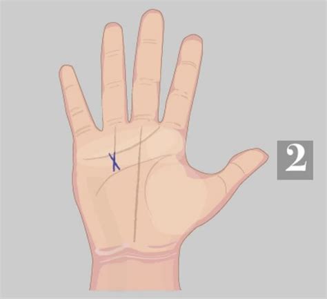 오른쪽 손바닥을 펼쳤을 때 X모양 손금이 있는 위치와 일치한 그림은 다음 중에서 몇 번인가요