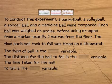 Year 7 Science What Variable Complete The Sentence