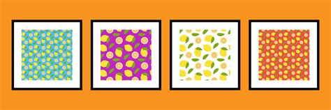 Vector Lemon Seamless Pattern Set Simle Style Illustration Can Be Used For Printing On Fabric