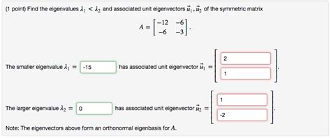 Solved 1 Point Find The Eigenvalues
