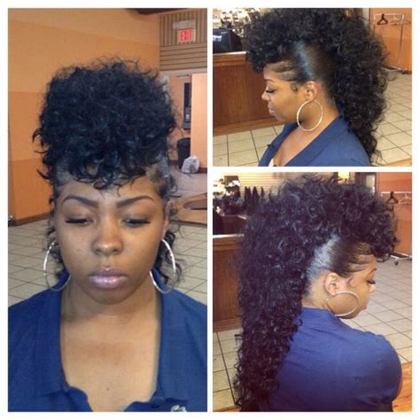 Mohawk Hairstyle With Curly Weave