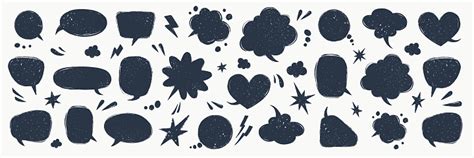 말풍선이 설정되었습니다 그런지 질감의 빈티지 스타일의 다양한 토크 풍선 모양 손으로 그린 인포그래픽 벡터 컬렉션입니다 기포에 대한 스톡 벡터 아트 및 기타 이미지 Istock