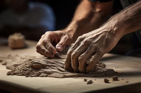 Meticulous Hands Clay Handcraft Artisan Generate Ai Stock Image