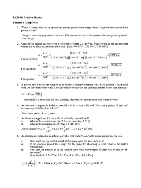 Tutorial 4 Pdf Proton Electron