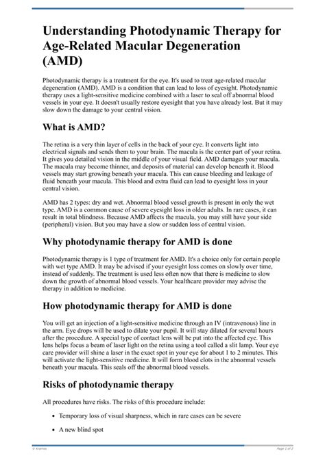 Text Understanding Photodynamic Therapy For Age Related Macular Degeneration Amd
