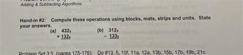 Solved Adding And Subtracting Algorithms Hand In 2 Compute