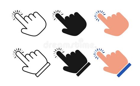 Set Of Mouse Cursors For Clicking Hand Shape Click Icons Stock Vector