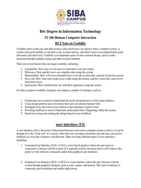 Handout For Usability And Ui Pdf Graphical User Interfaces Usability