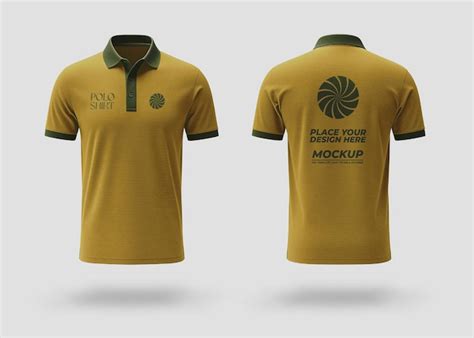 Yellow Polo Shirt Mockup With Company Logo And Design Premium Psd