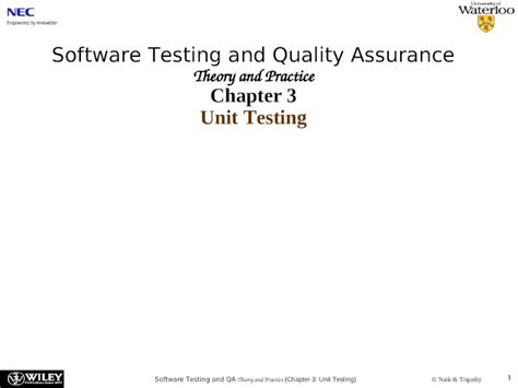 Ppt Software Testing And Quality Assurance Theory And Practice Chapter 3 Unit Testing