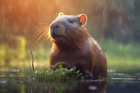 Premium Photo Capybara Generative Ai