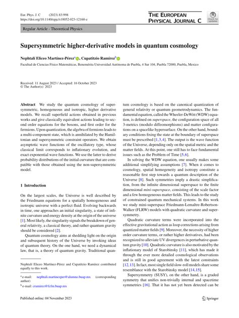 Pdf Supersymmetric Higher Derivative Models In Quantum Cosmology