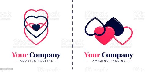 4 개의 하트가 연결된 사랑의 상징과 가운데작은 하트가 쌓여있는 3 개의 하트가 있는 사랑의 상징 템플릿은 기업 앱 이벤트 포스터 브로셔 초대 카드 배너에 사용할 수