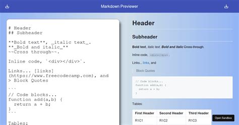 Markdown Previewer Codesandbox