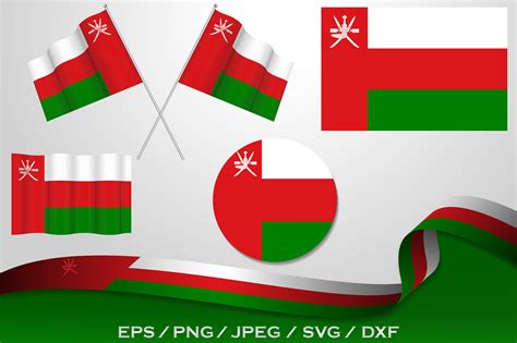 Set Of Oman Flags In Different Designs Graphic By Terrabismail
