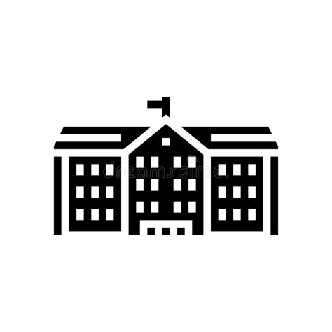 Public School Building Glyph Icon Vector Illustration Stock Vector
