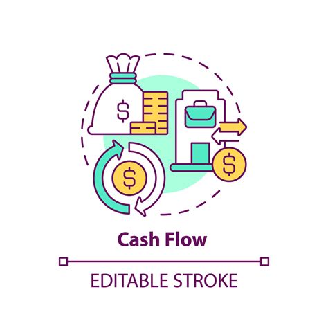 2d Editable Multicolor Cash Flow Icon Simple Isolated Vector Thin