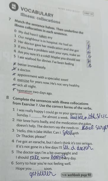 7 Match The Sentence Halves Then Underline The Illness Collocation In