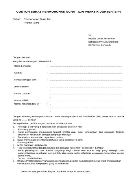 Contoh Surat Permohoan Sip Sipp Dan Sipb Pdf