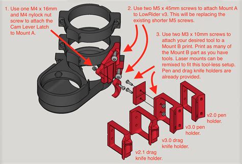 LowRider V3 CNC Tool Less Quick Change Accessory Holder Supports Laser Drag Knife Pen Etc