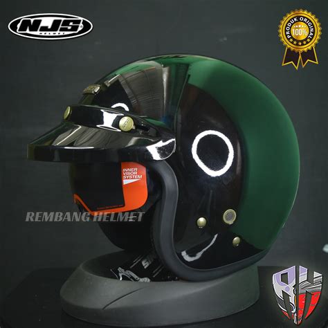 Jual Helm Njs Nx 2 Solid Black Original Helm Half Face Retro Pria Wanita Dewasa Njs Helmet