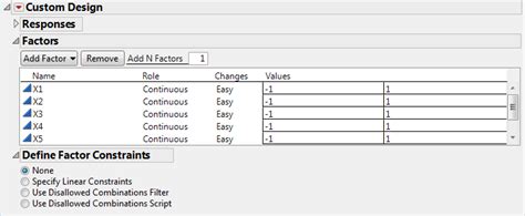 Solved Adding Conditional Constraint While Creating The Design Jmp User Community