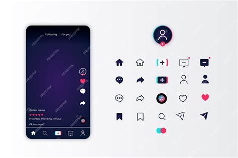 Premium Vector Tiktok App Interface And Icon Set